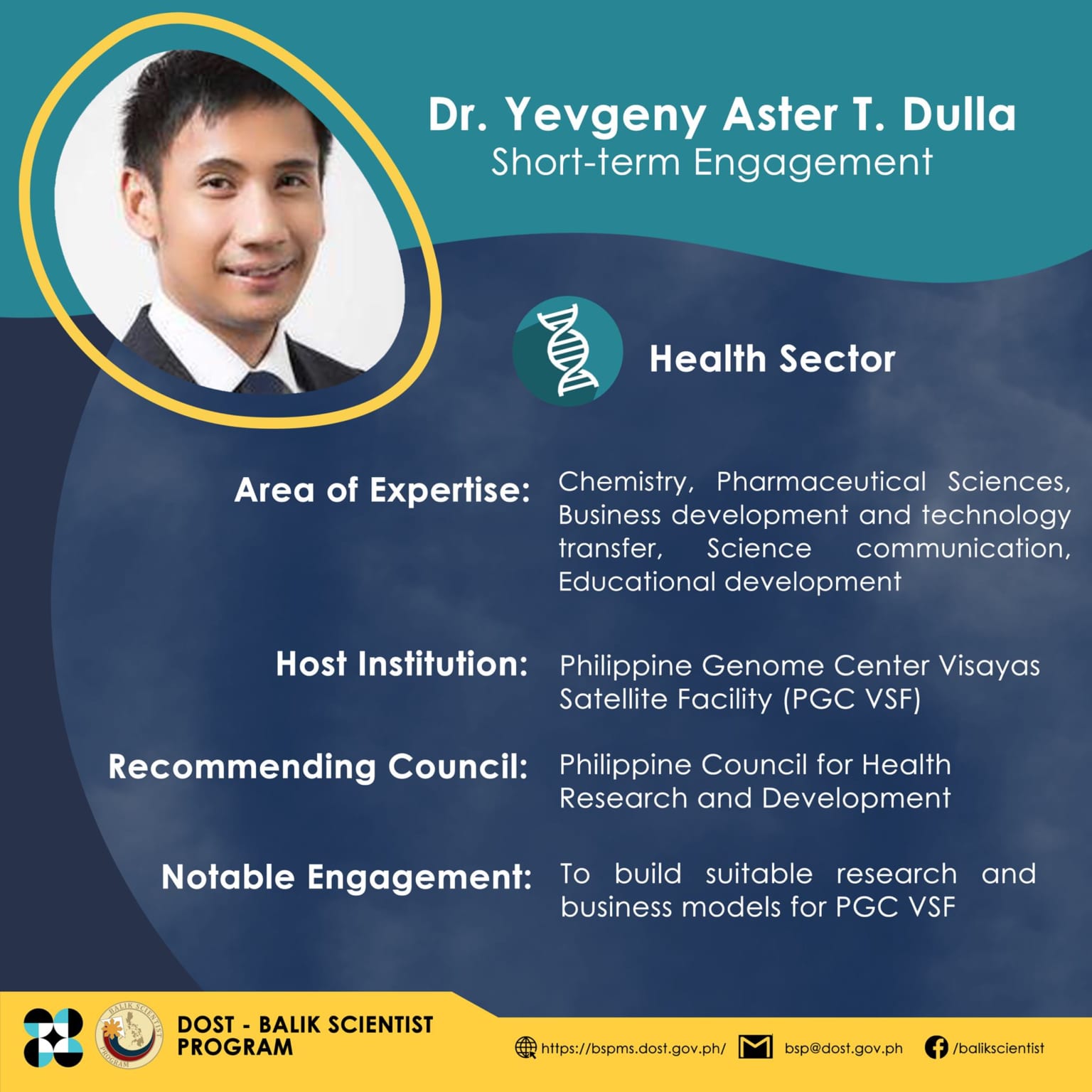 Dr. Yevgeny Dulla recipient of prestigious Balik Scientist Program ...