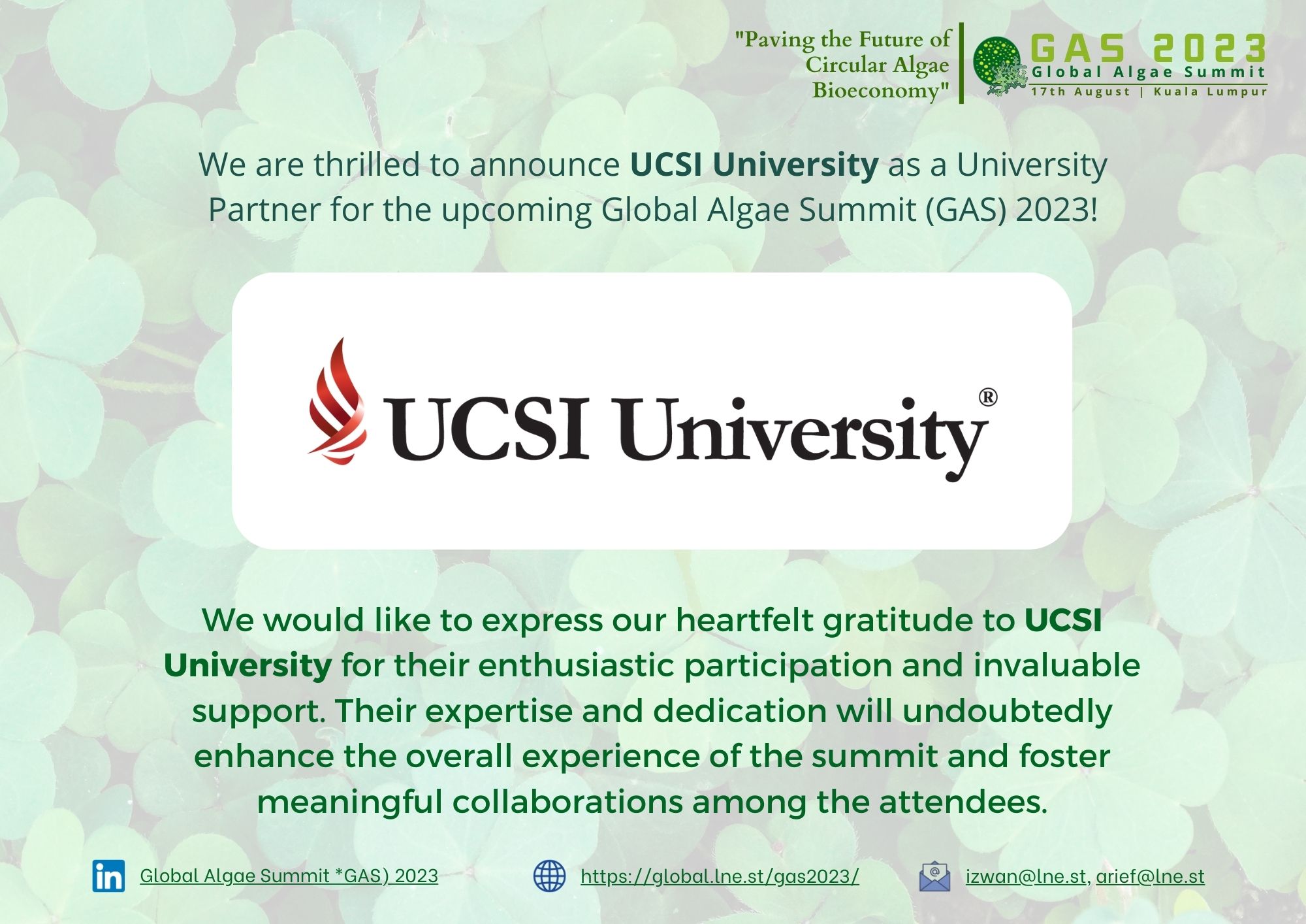 Global Algae Summit 2023 (GAS 2023) | Leave a Nest